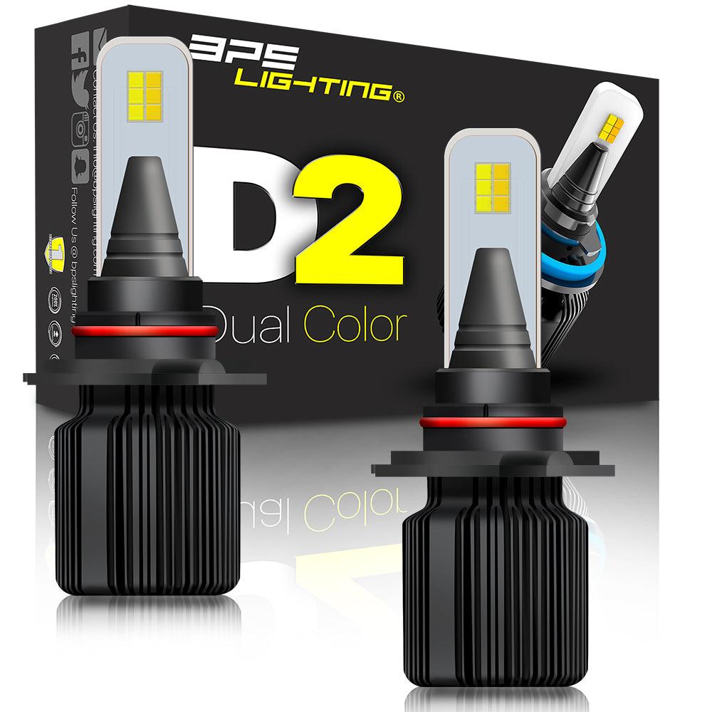 D2 Series Dual Colors LED Headlight Bulbs 8000 Lumens