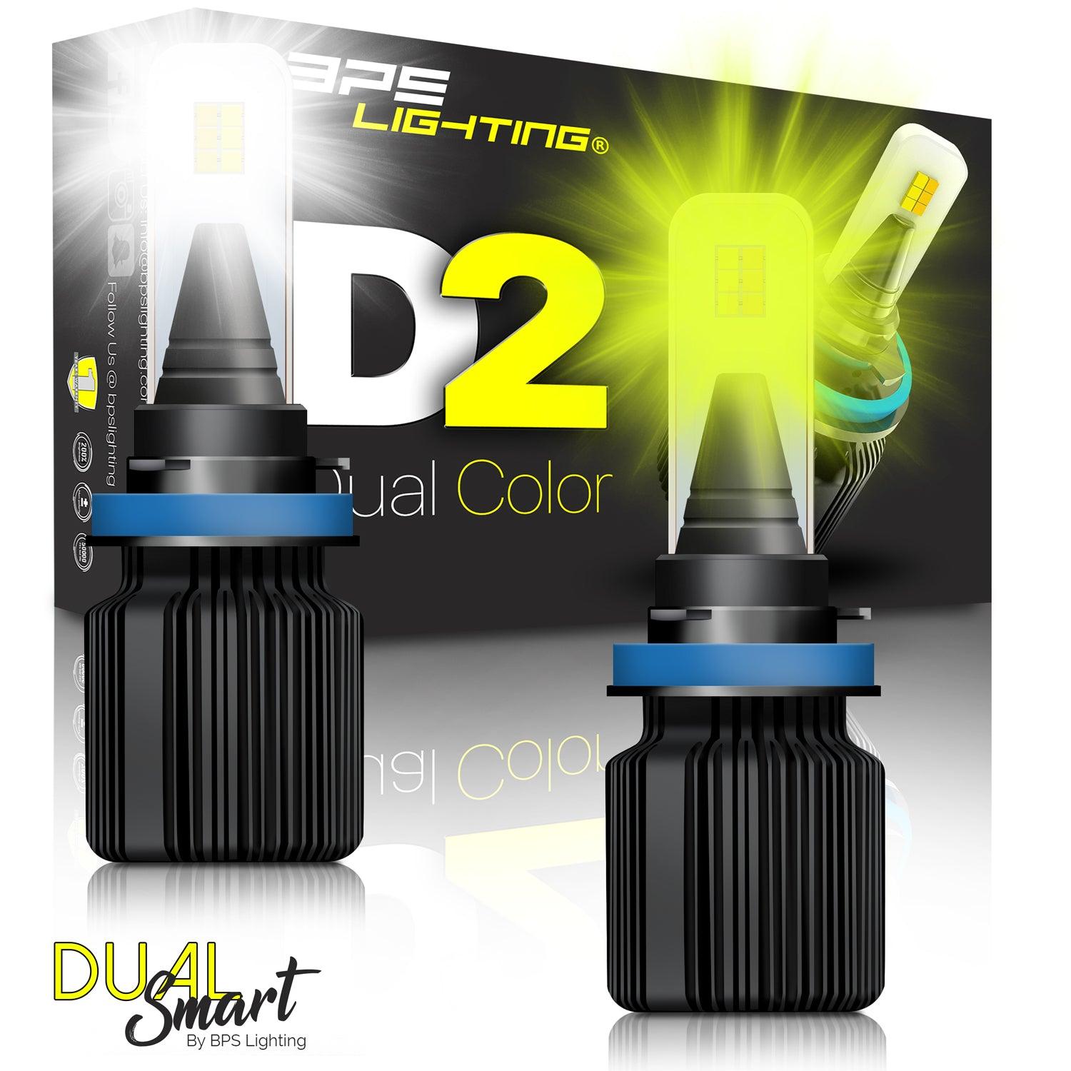 H8 / H9 / H11 D2 Series Dual Colors LED Headlight Bulbs 8000 Lumens